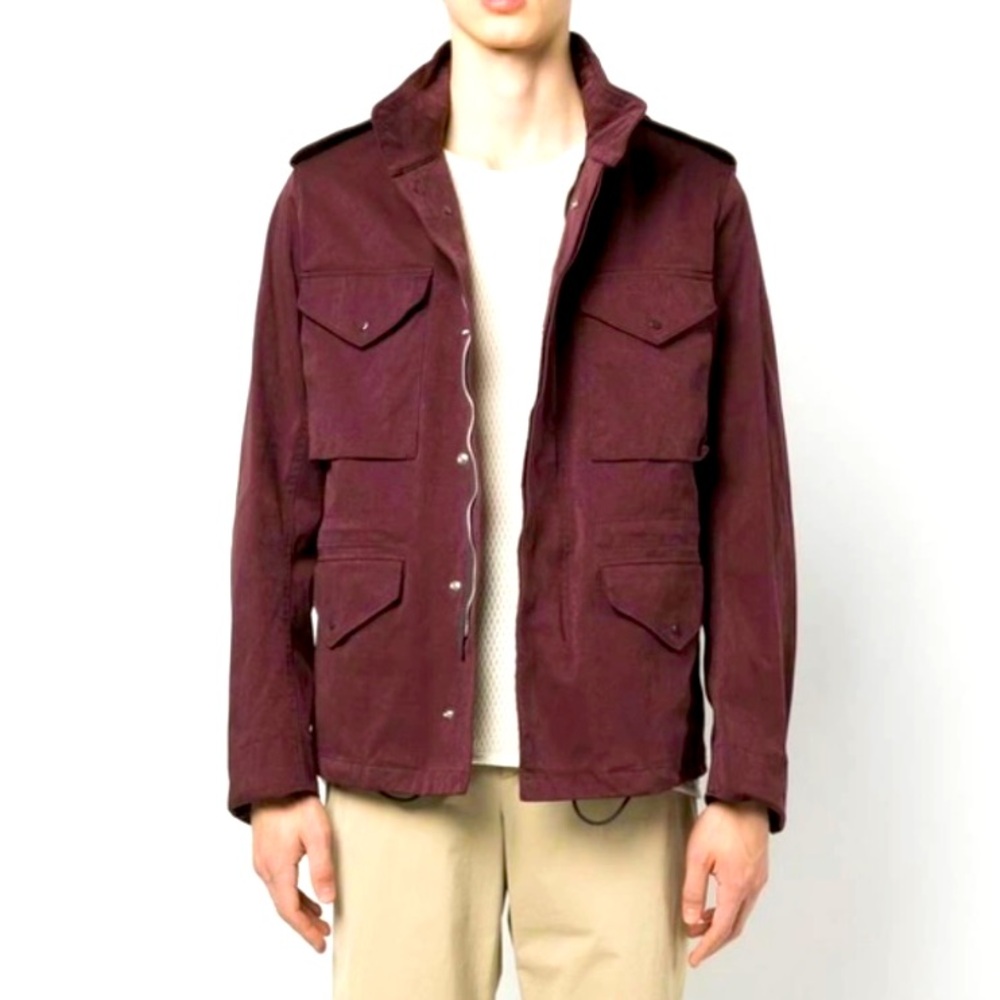 Columbia Four-Pocket Cotton Field Jacket In Burgundy - Gem